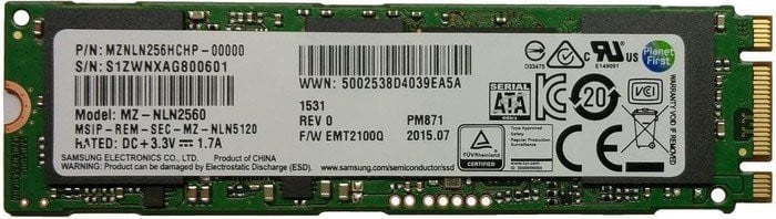 Samsung PM871 MZNLN128HCGR M.2 - 128 GB - SATA 6Gb/s Specs