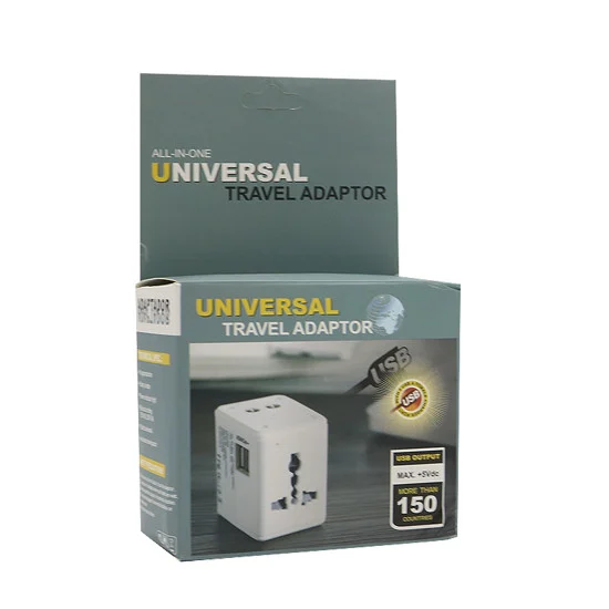 Univerzalni Travel Adapter EU USA UK AUS + punjac 2xUSB 2A beli