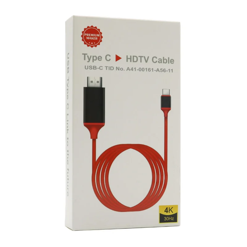 Data kabal USB/Type C na 4K HDTV 2m crveni