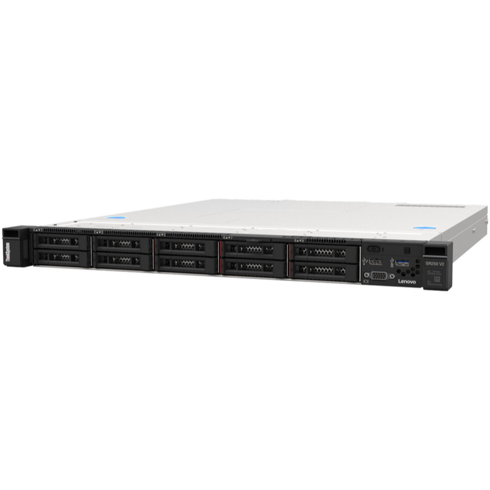 ThinkSystem SR250 V2 Xeon E-2378 (8C 2.6GHz 16MB Cache/65W), 1x32GB TruDDR4 3200MHz (2Rx8, 1.2V) ECC UDIMM, 8x2.5" HS SAS/SATA Backplane, HW RAID 5350-8i (0, 1, 10, 5), 2x 1000BASE-T ports (RJ-45)...
