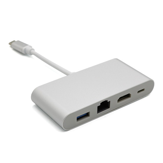 Adapter type-C na HDMI + RJ45 + Type C (PD) + USB 3.0