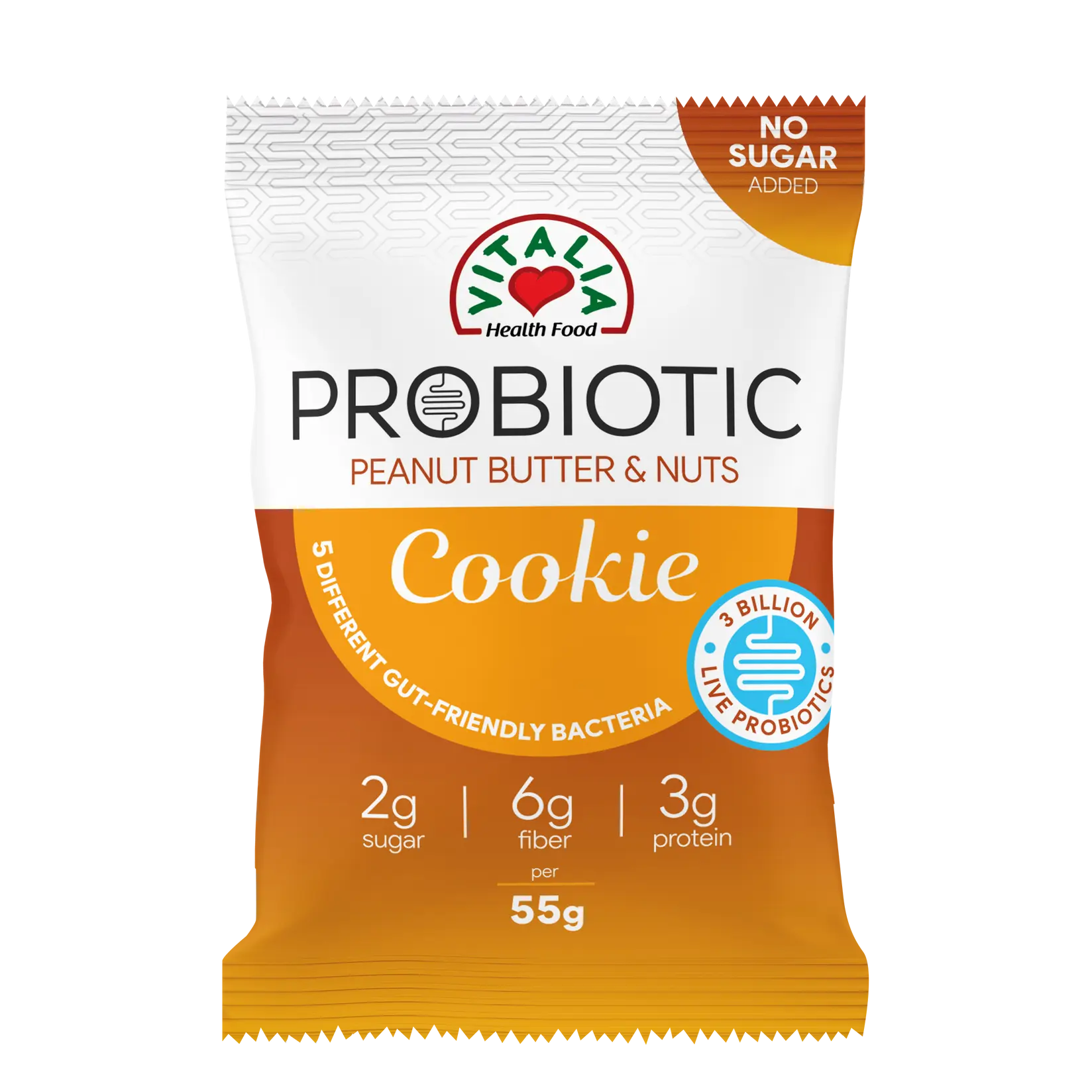 Vitalia Probiotic Kolačić, Kikiriki puter i jezgasto voće, Preliven mlečnom čokoladom, 55g
