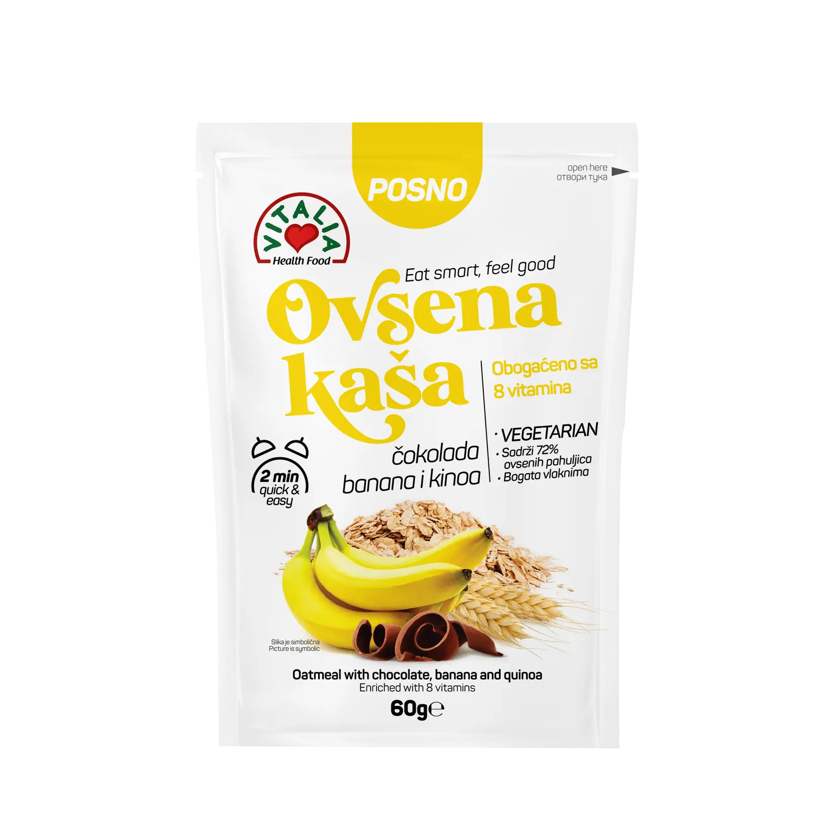 Vitalia Ovsena kaša, Čokolada, banana i kinoa, 60g