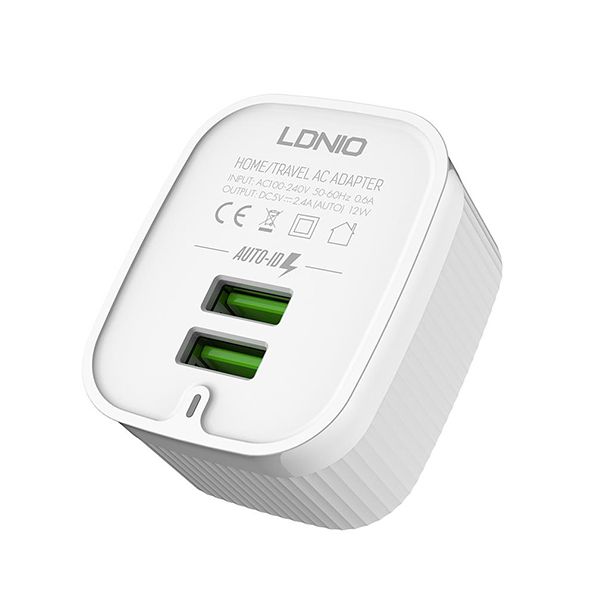 LDNIO Kućni punjač LDNIO A201 2xUSB 5V/2.4A microUSB, bela