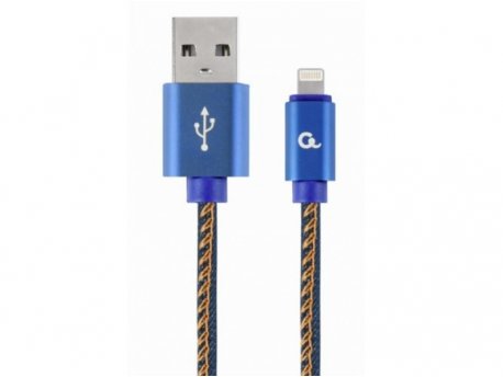 GEMBIRD CC-USB2J-AMLM-1M-BL Premium jeans (denim) 8-pin cable with metal connectors, 1m, blue