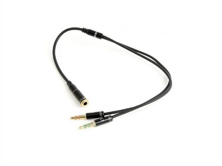 GEMBIRD CCA-418M 3.5mm Headphone Mic Audio Y Splitter Cable Female to 2x3.5mm Male adapter, Metal