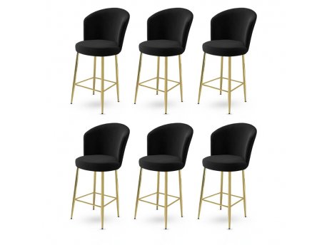 HANAH HOME Set 6 barskih stolica Fora Black Gold