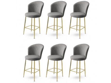 HANAH HOME Set 6 barskih stolica Fora Grey Gold
