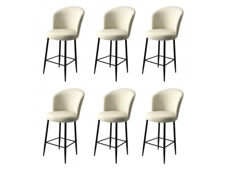 HANAH HOME Set 6 barskih stolica Fora Cream Black