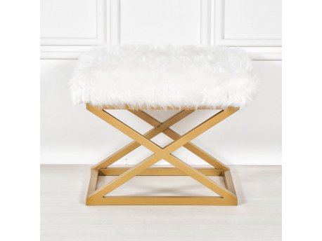 Atelier del Sofa Tabure Capraz Plush Gold White