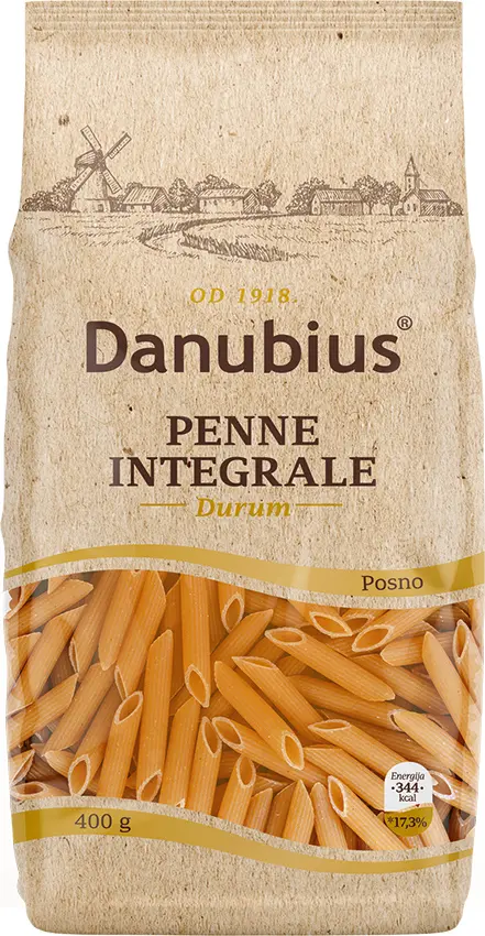 DANUBIUS Testenina Penne integrale 400g