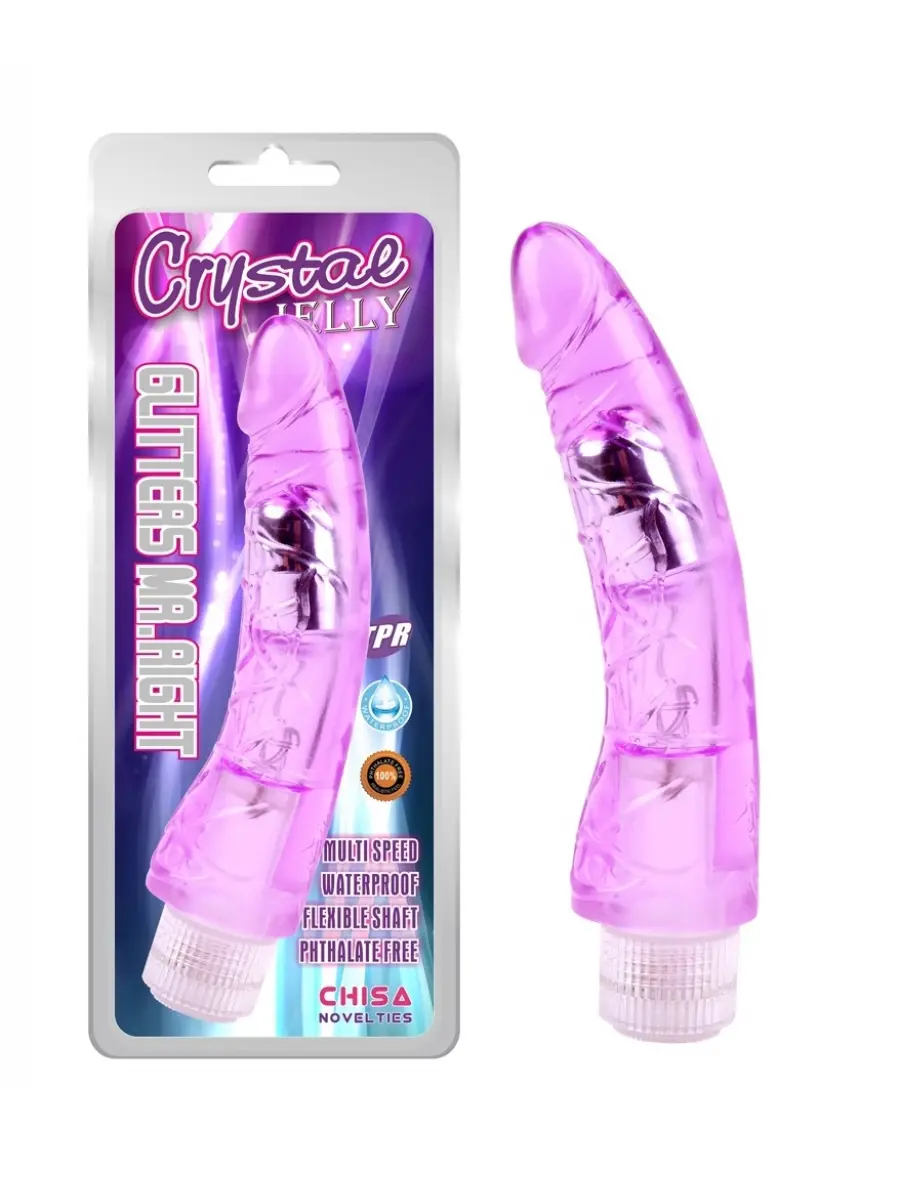 Glitters Mr.Right Vibrator, 22 cm, Ljubičasti