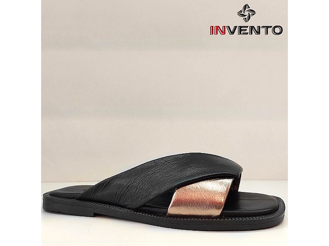`INVENTO` kožne crne papuče