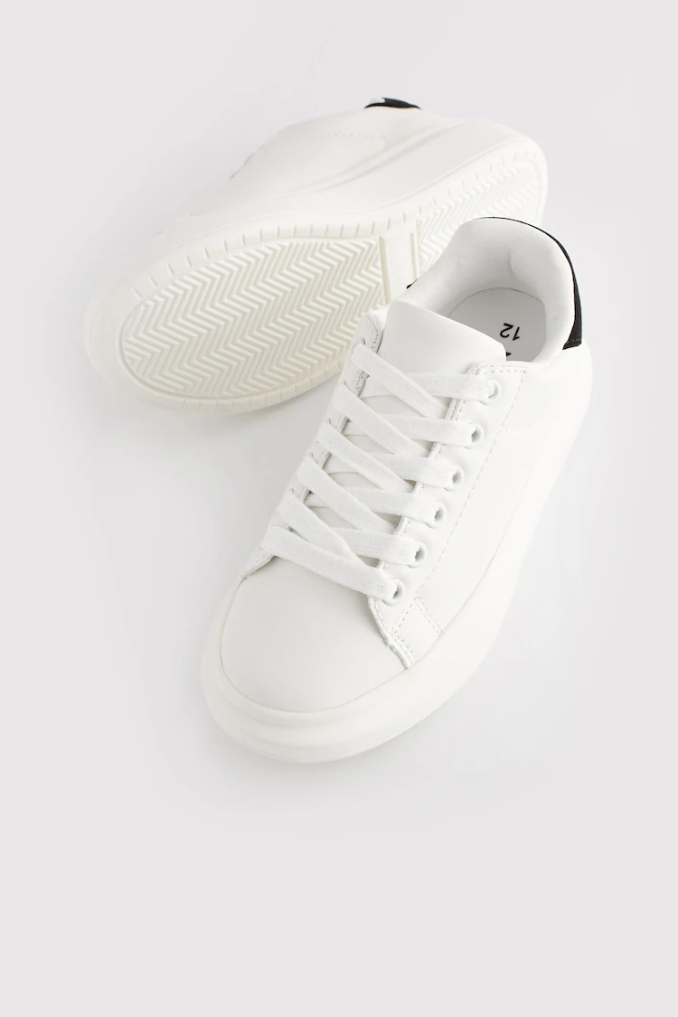 White/Black Lace Up Chunky Sole Trainers