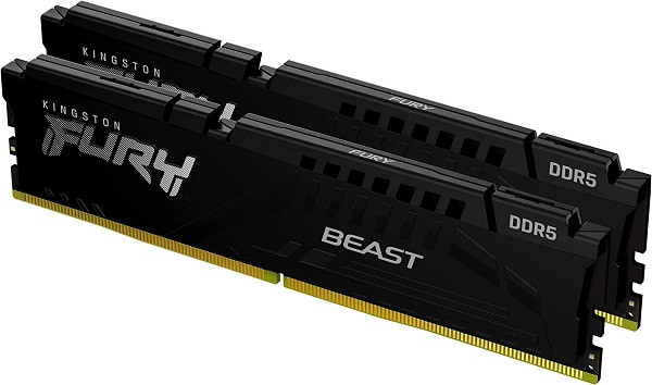 DDR5 32GB (2x16GB) 6000MHz [FURY BEAST], Non-ECC UDIMM, CL30 1.4V, 288-Pin 1Rx8, Black, Memory Kit, w/Heatsink, XMP ( KF560C30BBK2-32 )