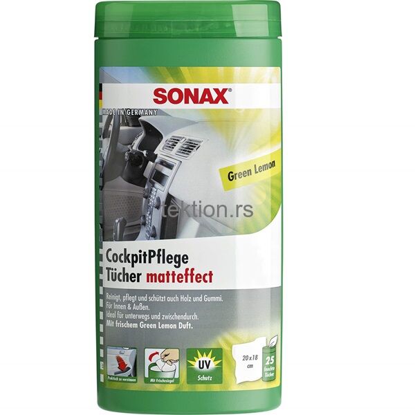 Sonax antistatik maramice za negu kokpita sa mat efektom i mirisom zelenog limuna kutija 30 komada