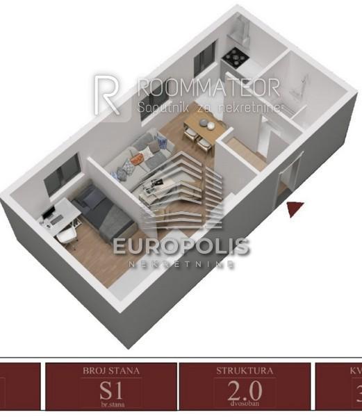 Trosoban stan na prodaju, 33m2, 81.300€