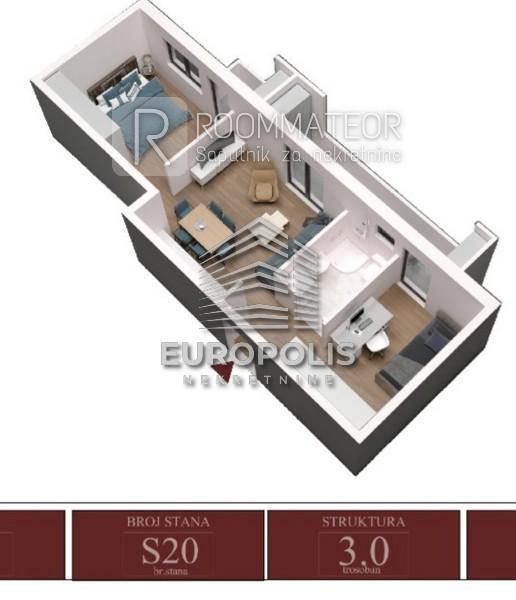Trosoban stan na prodaju, 53m2, 124.312€
