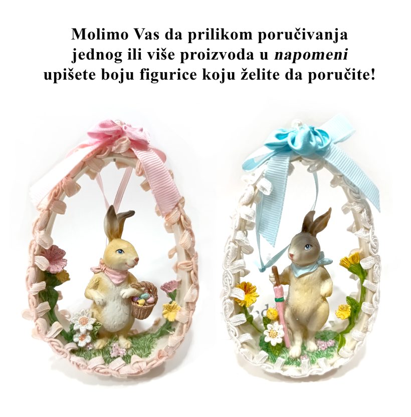 Ornament Hare in Egg: Pink or Blue
