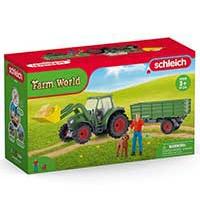 Traktor sa prikolicom i figure farmera i psa Schleich® 42608