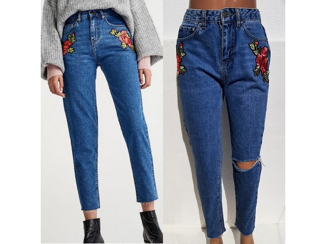 *PULL&;;BEAR* Flower High Waist Jeans *NOVO*