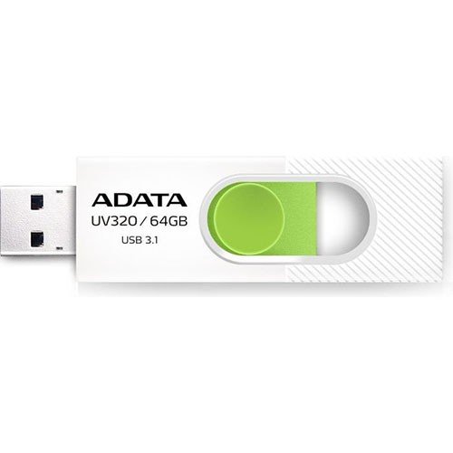 ADATA 64GB USB 3.1 UV320 Flash Drive White/Green | AUV320-64G-RWHGN