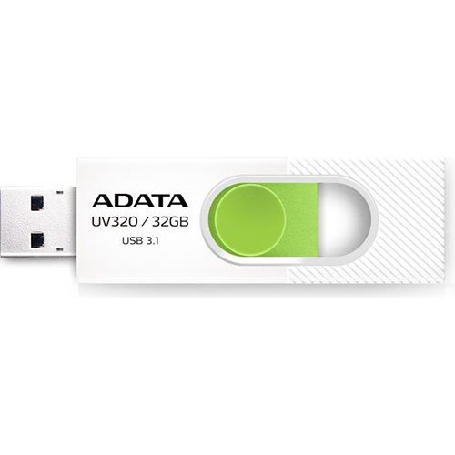 ADATA 32GB USB 3.1 UV320 Flash Drive White/Green | AUV320-32G-RWHGN