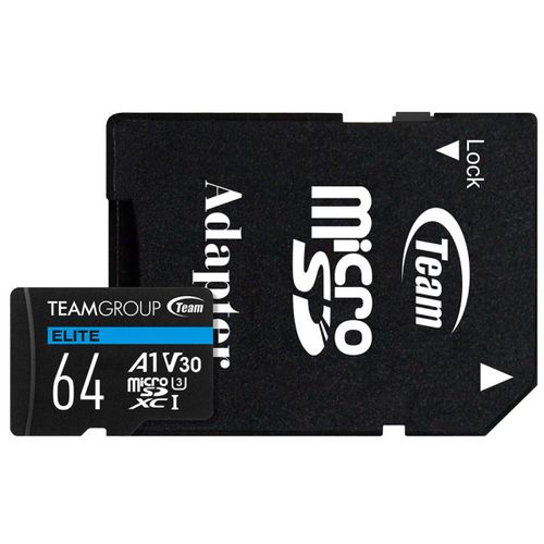 TeamGroup MICRO SDXC 64GB ELITE, UHS-I U3 V30 A1, 100/50MB/s +SD Adapter TEAUSDX64GIV30A103