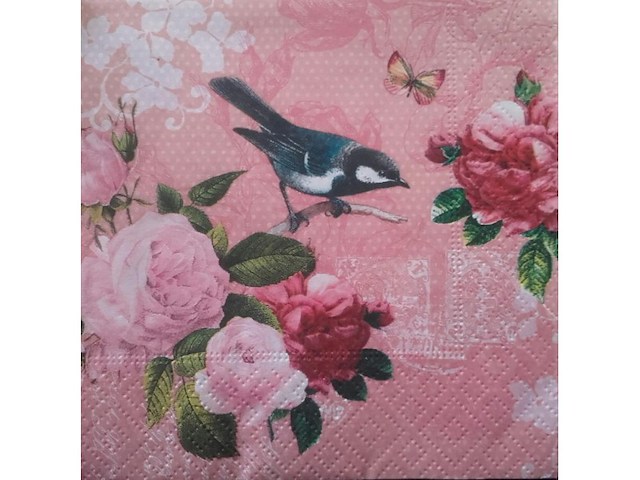 *S165--salveta ptičica,roze/kom