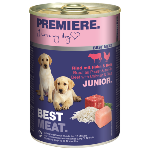 Premiere Dog Best Meat Junior Govedina,Piletina,Pirinač 400g konzerva