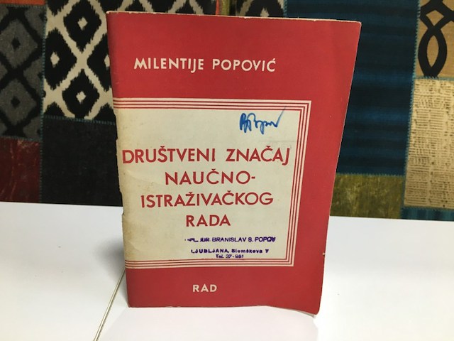 Društveni značaj naučno-istraživačkog rada M.Popović