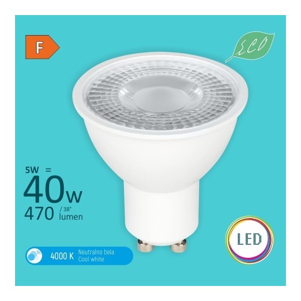 LED sijalica GU10 5W 4000K 38° 470Lm