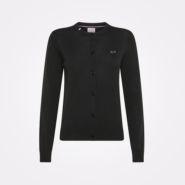 SUN68 Cardigan Solid L/s Black