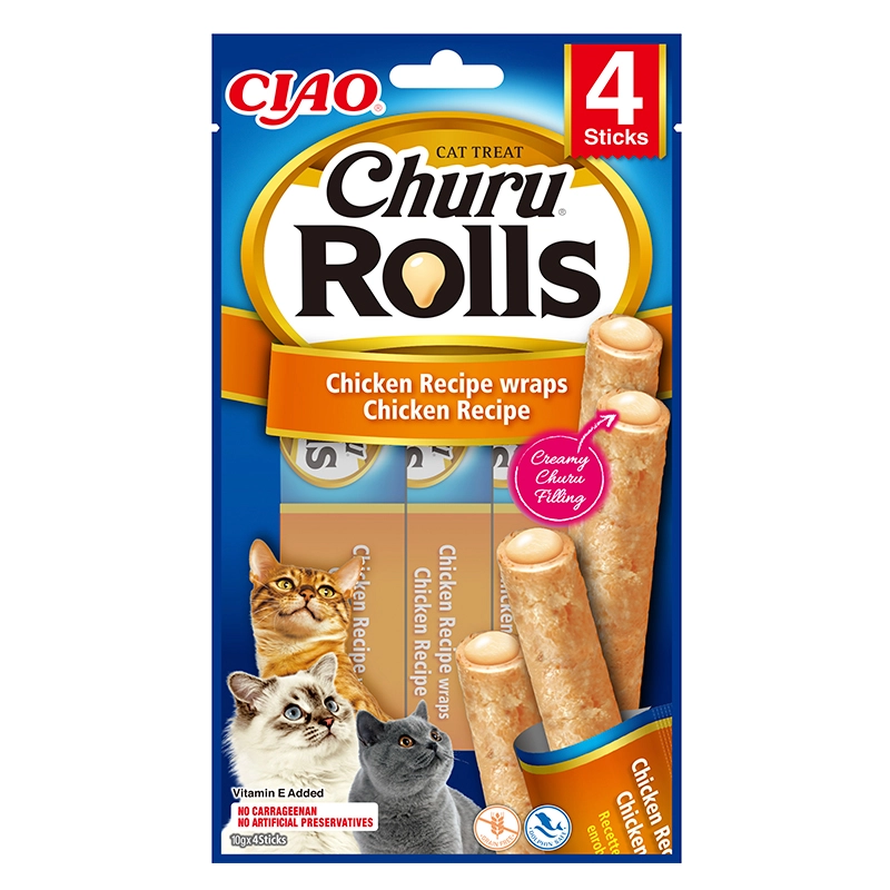 INABA Cat Churu Rolls Chicken 4x10g