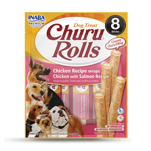 INABA Dog Churu Rolls Chicken&Losos 8x12g