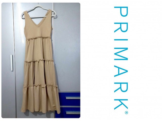 PRIMARK maxi haljina boje peska S/M