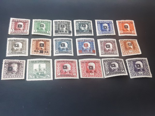 SHS 1919. Bosna pretisak * Kompl serija Mi 33-50