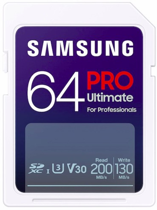SD Card 64GB, PRO Ultimate, SDXC, UHS-I U3 V30, Read up to 200MB/s, Write up to 130 MB/s, for 4K and FullHD video recording ( MB-SY64S/WW )