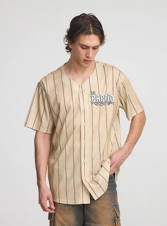 Majica-košulja na pruge u bejzbol stilu Var krem