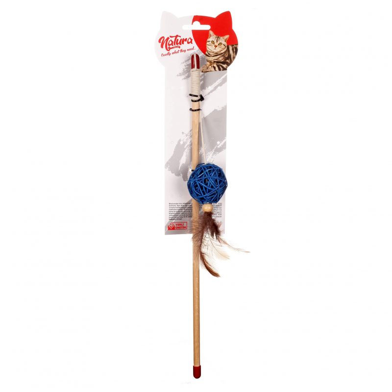 Natura Hairy Bamboo Ball Natural Cat Fishing Rod Toy 40 cm