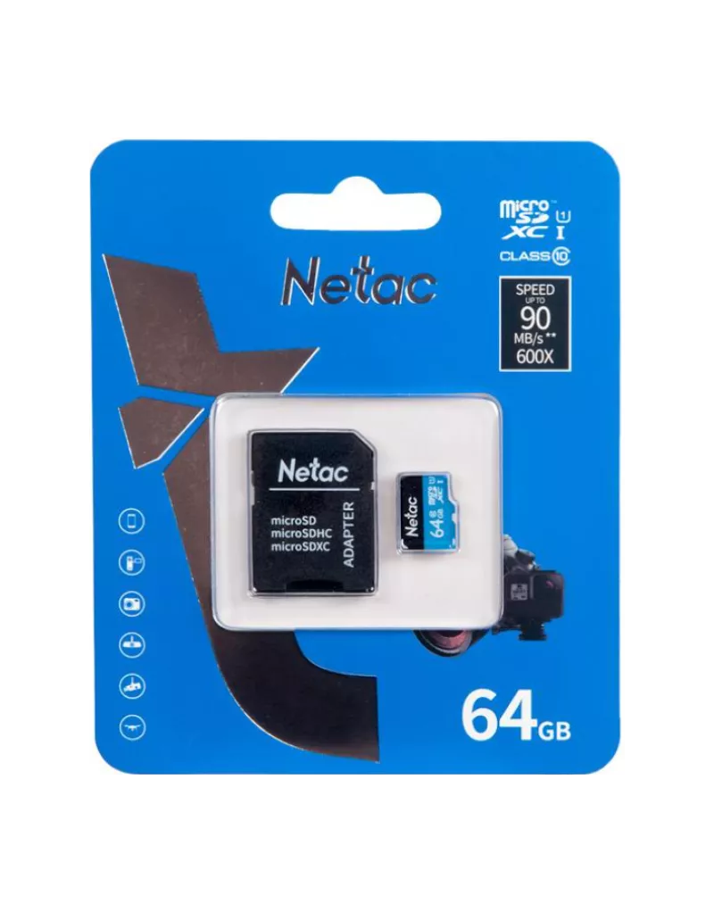 Micro SDXC Netac 64GB P500 Standard NT02P500STN-064G-R + SD adapter