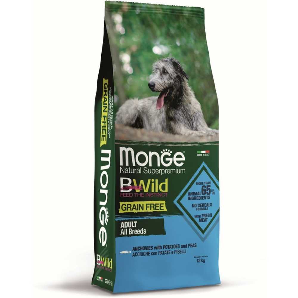 Monge BWild hrana za pse Grain free - inćun, krompir i grašak 12kg