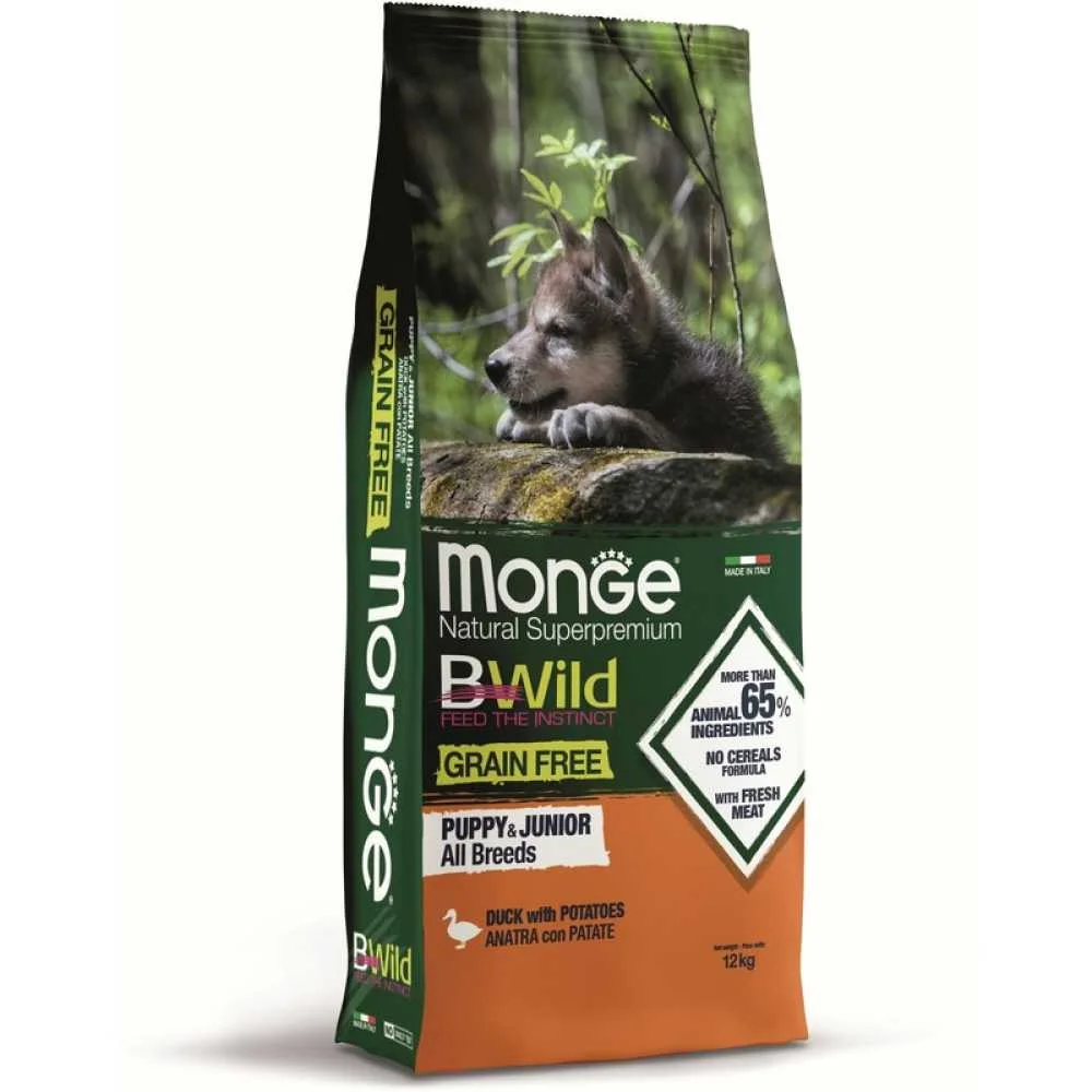 Monge BWild hrana za pse Grain free Puppy - pačetina i krompir 12kg