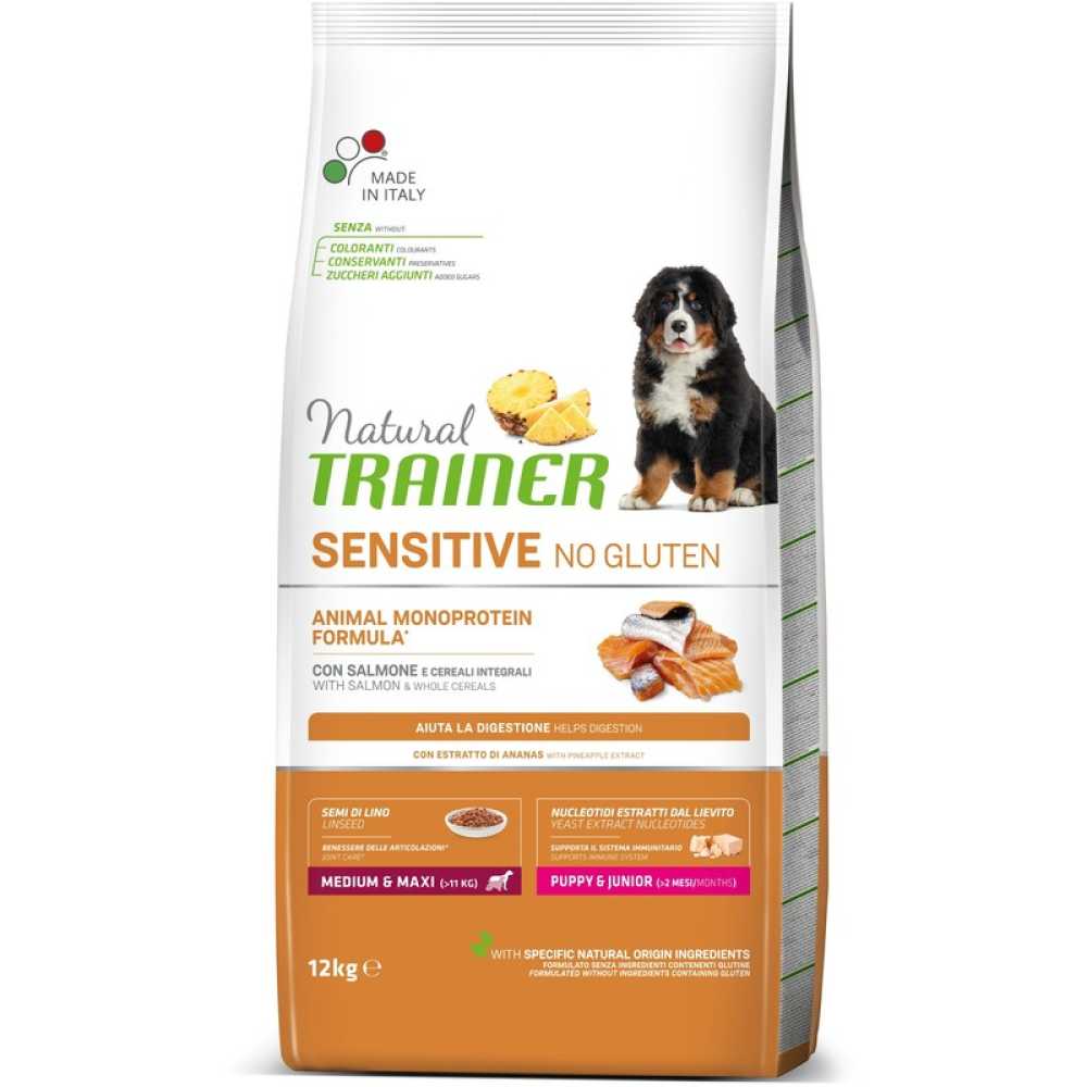 Trainer Natural SENSITIVE No Gluten hrana za pse Puppy - Losos - Medium/Maxi Puppy 12kg