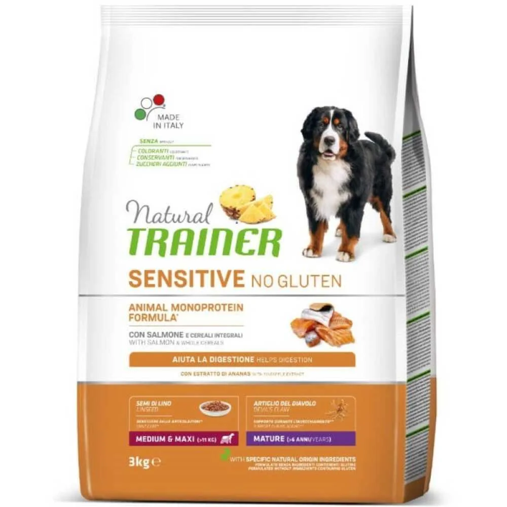 Trainer Natural SENSITIVE No Gluten hrana za starije pse - Losos - Medium/Maxi Mature 12kg
