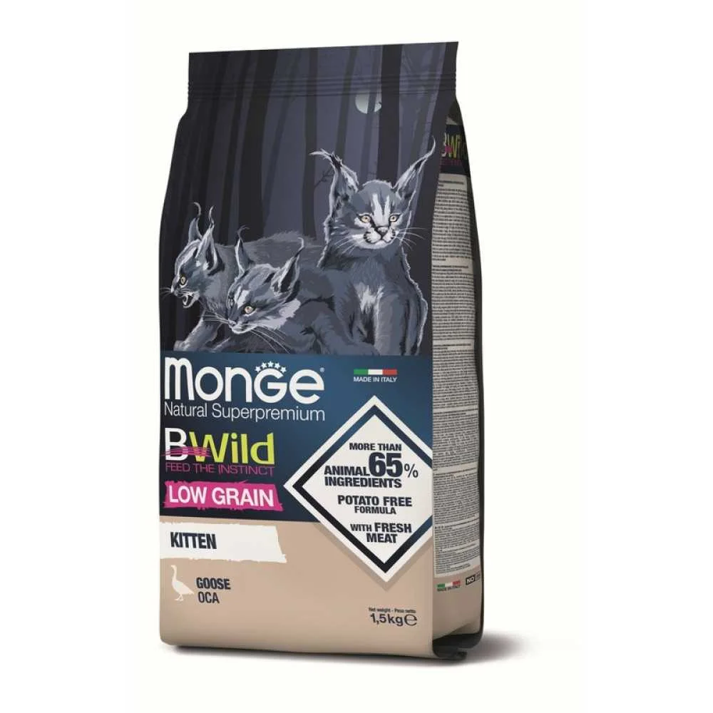 MONGE BWild hrana za mačke Grain Free Kitten - guska 1.5kg