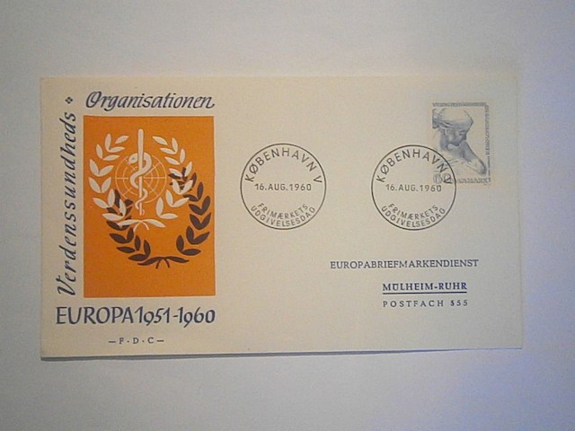 FDC KOVERAT DANSKA 1960.