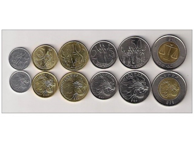 Ethiopia 2000-2008. kompletan set kovanica UNC