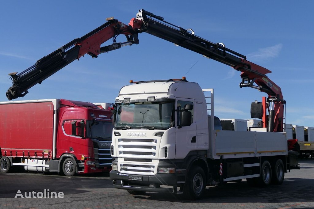 Scania R 480 6X4 Flatbed + crane Palfinger PK40002 + JIB kamion platforma