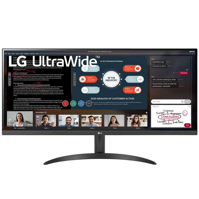 Monitor LG 34WP500-B 34″/IPS,21:9/2560×1080/75Hz/5ms GtG/HDMIx2/Freesync/VESA/crna